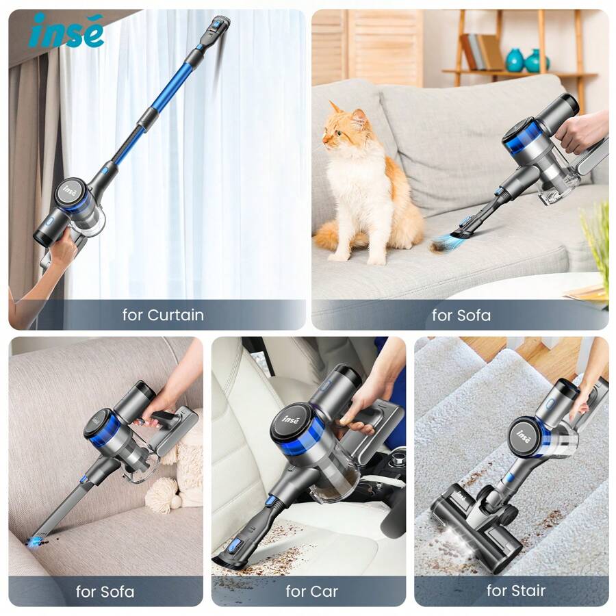 INSE S9 Cordless 400W Stick Vacuum Cleaner With 30Kpa Powerful Suction ...