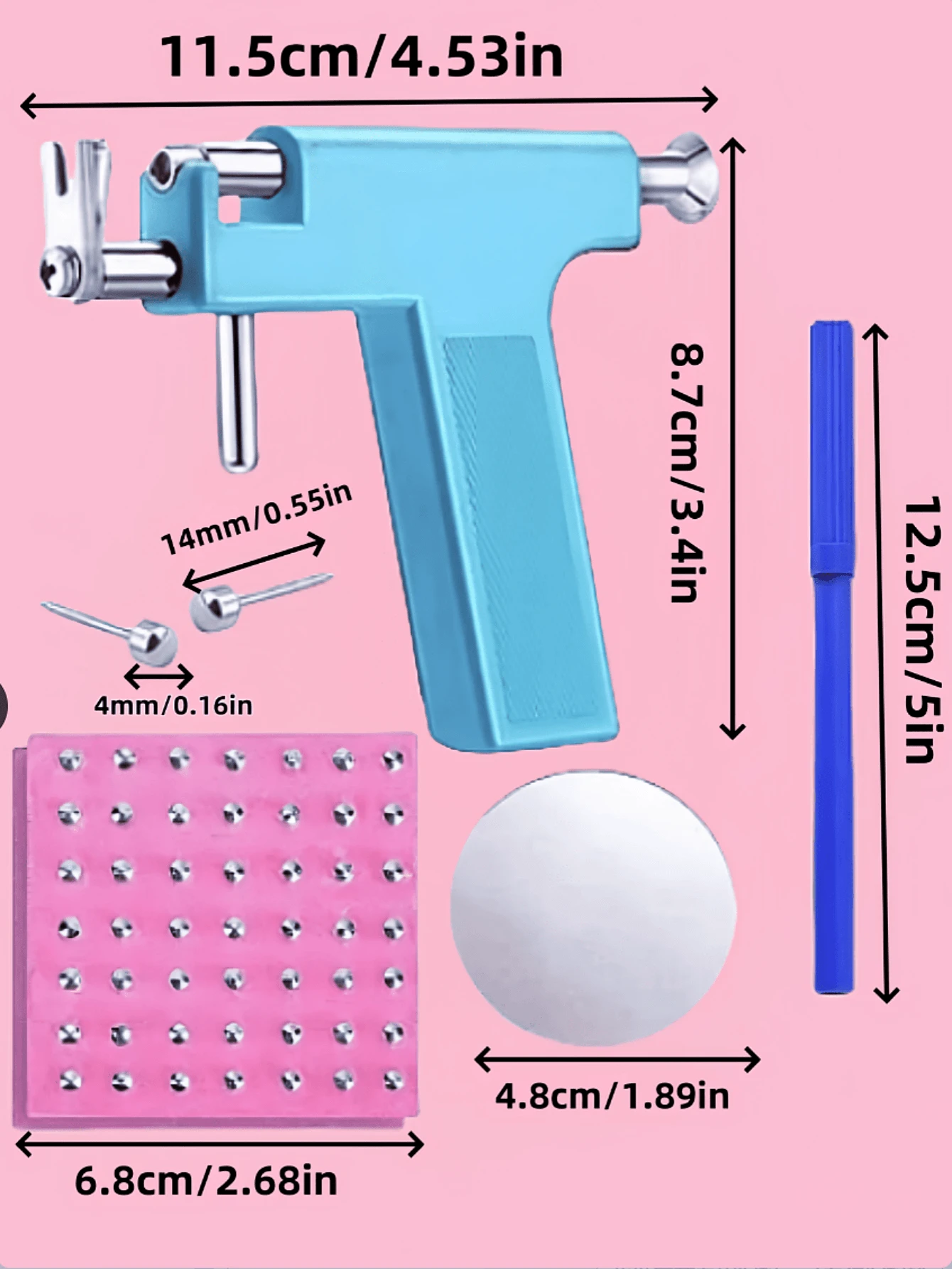 40pcs Professional Ear Piercing Kit - Includes Steel Ear Studs, Safety ...