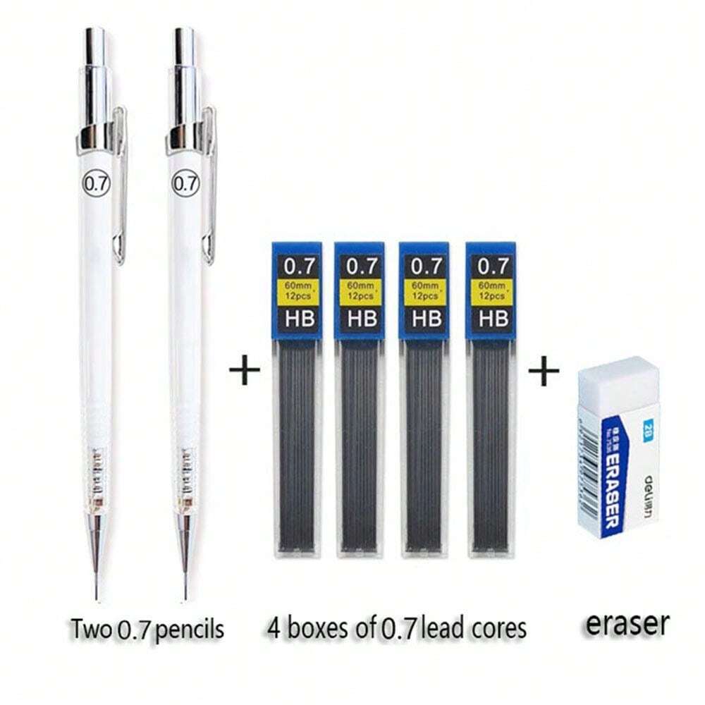 Porte-mine transparent 0,3 mm, 0,5 mm, 0,7 mm, 0,9 mm avec set de recharges de mine pour croquis ...