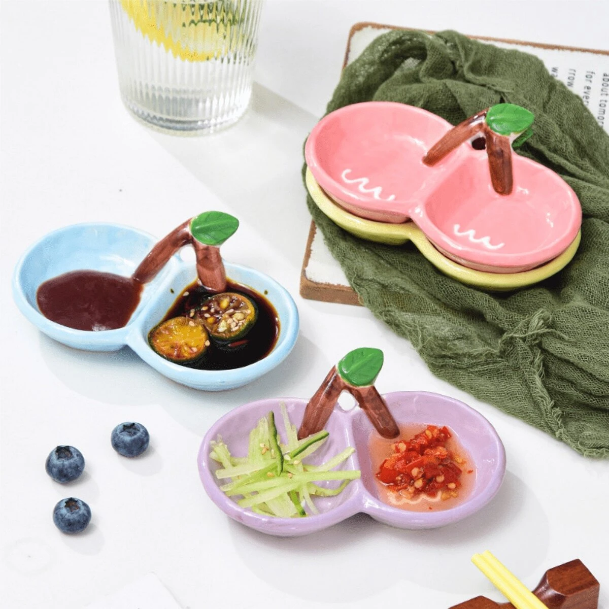 1PC Hand-Painted Relief Ceramic Seasoning Dish, Multifunctional Sauce ...