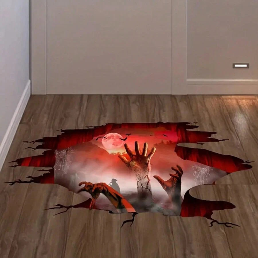 3D Halloween Wall Decals Scary Hand Fog Halloween Floor Stickers ...