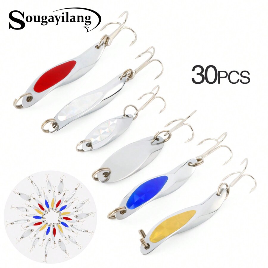 Sougayilang Premium Fishing Spoons Lure - Durable Casting Blade Baits ...