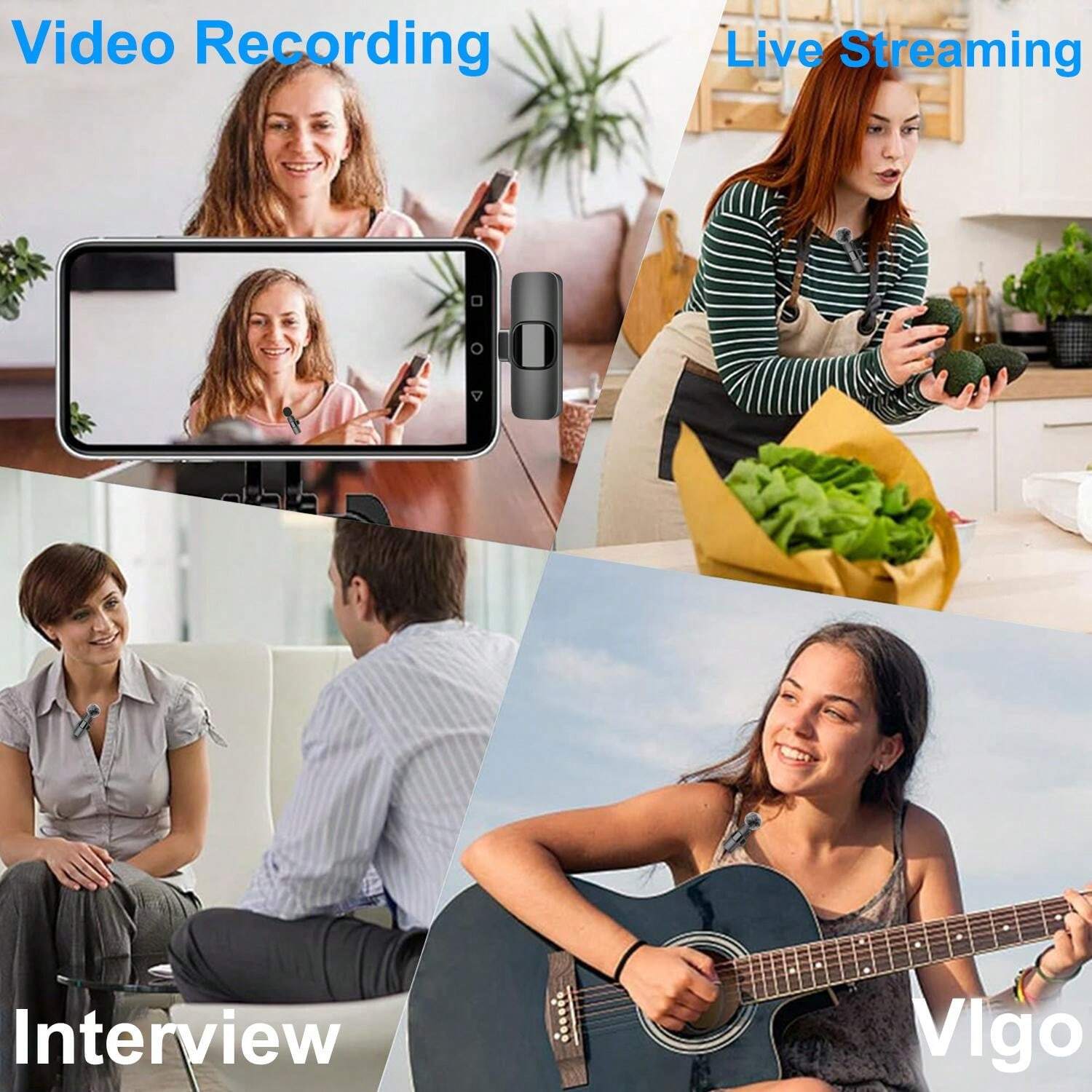 Wireless Lavalier Microphone Compatible With Iphone/IOS, Android/Type C ...