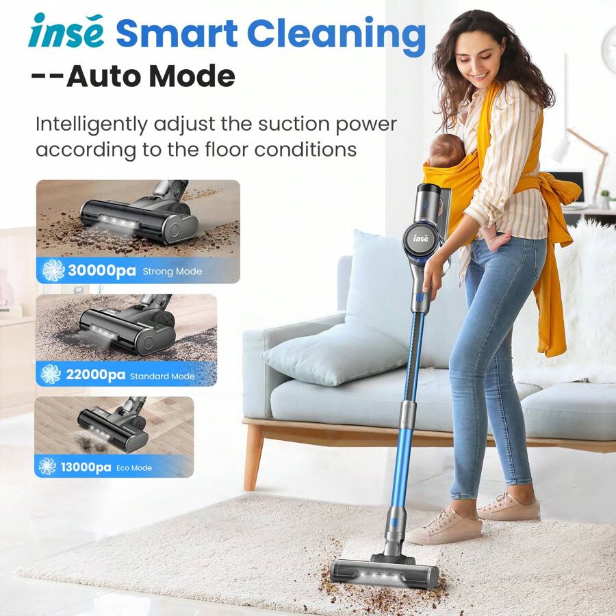 INSE S9 Cordless 400W Stick Vacuum Cleaner With 30Kpa Powerful Suction ...