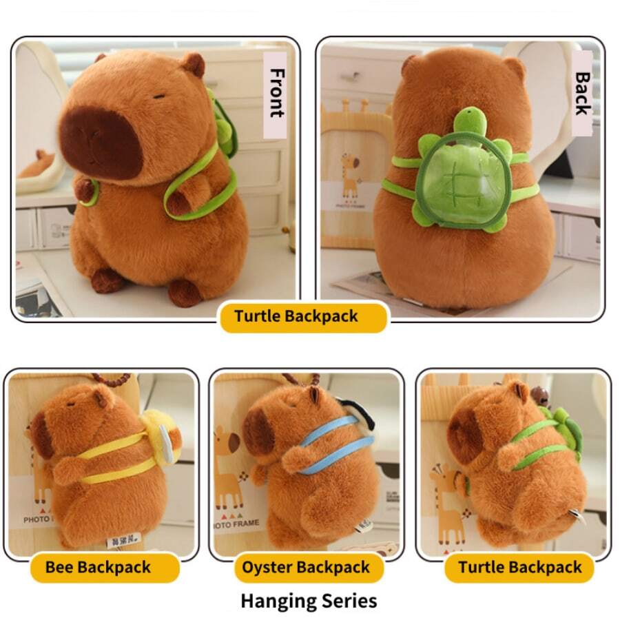 Cute Capybara Plush Toy With Bee Backpack, Kawaii Capybara Stuffed ...