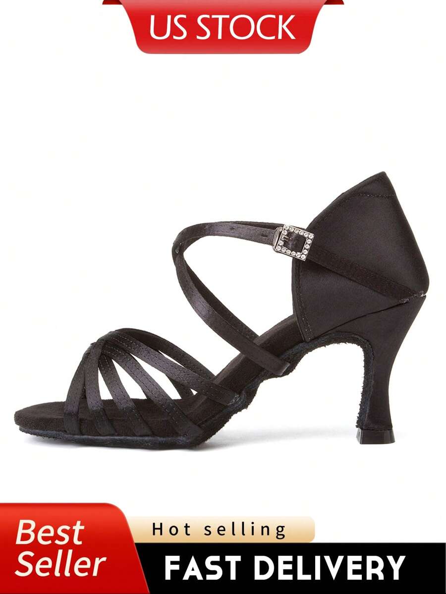 Women's Latin Dance Shoes Satin Professional Ballroom Salsa Practice ...