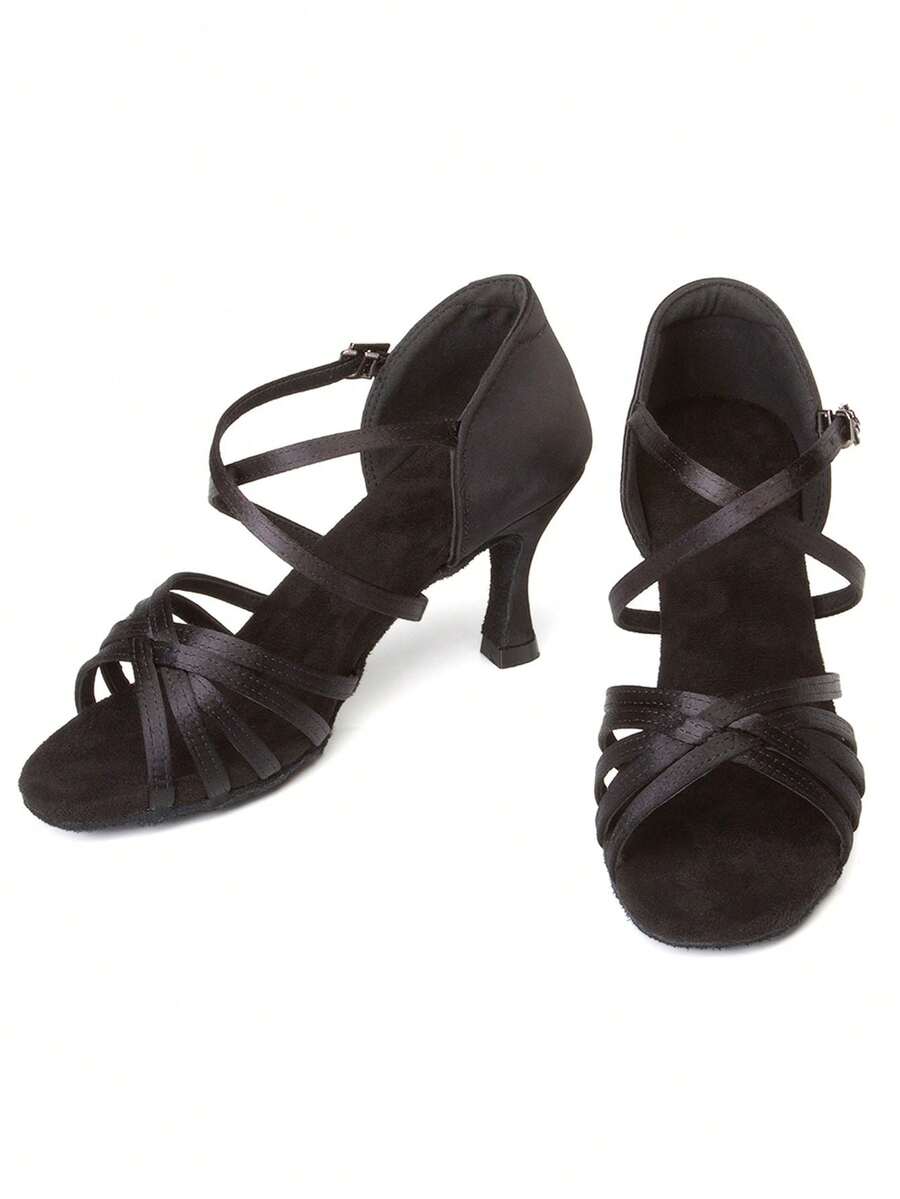 Women's Latin Dance Shoes Satin Professional Ballroom Salsa Practice ...