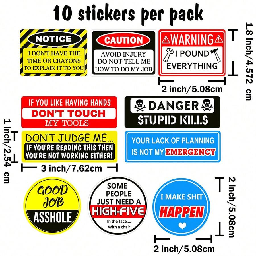 Funny Hard Hat Stickers Waterproof Vinyl Helmet Decals - Toolbox ...