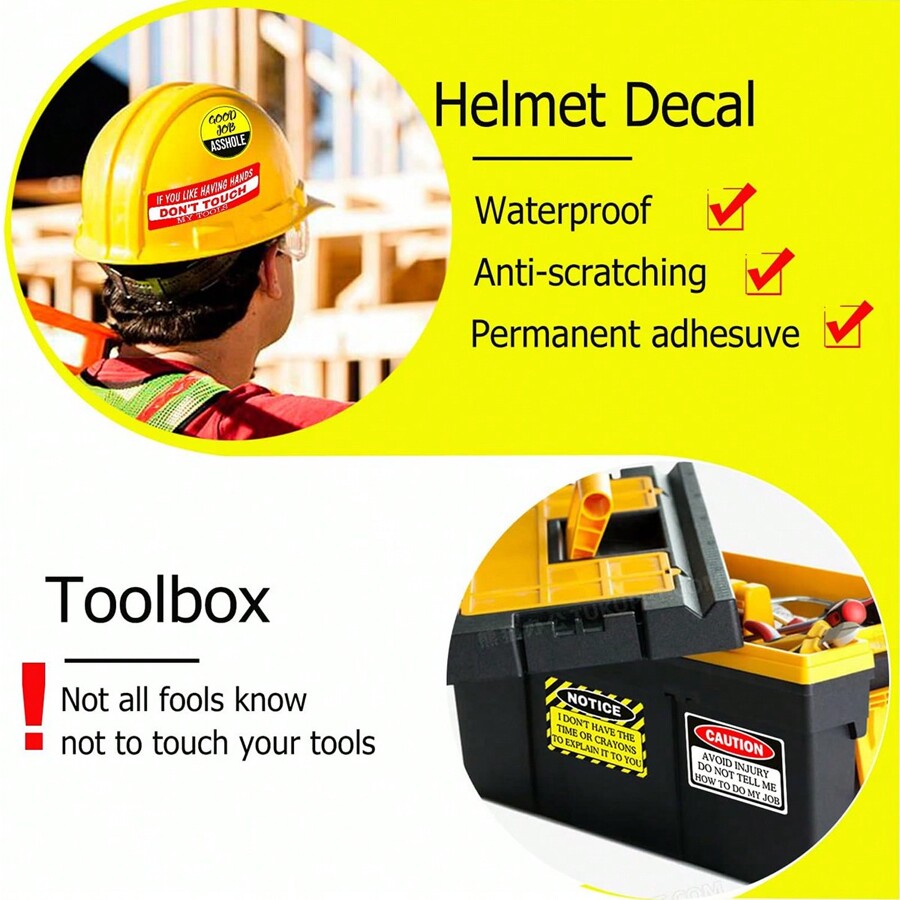Funny Hard Hat Stickers Waterproof Vinyl Helmet Decals - Toolbox ...