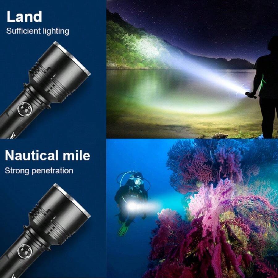 2024 New XHP70 High Power LED Diving Flashlight Glare Super Powerful ...
