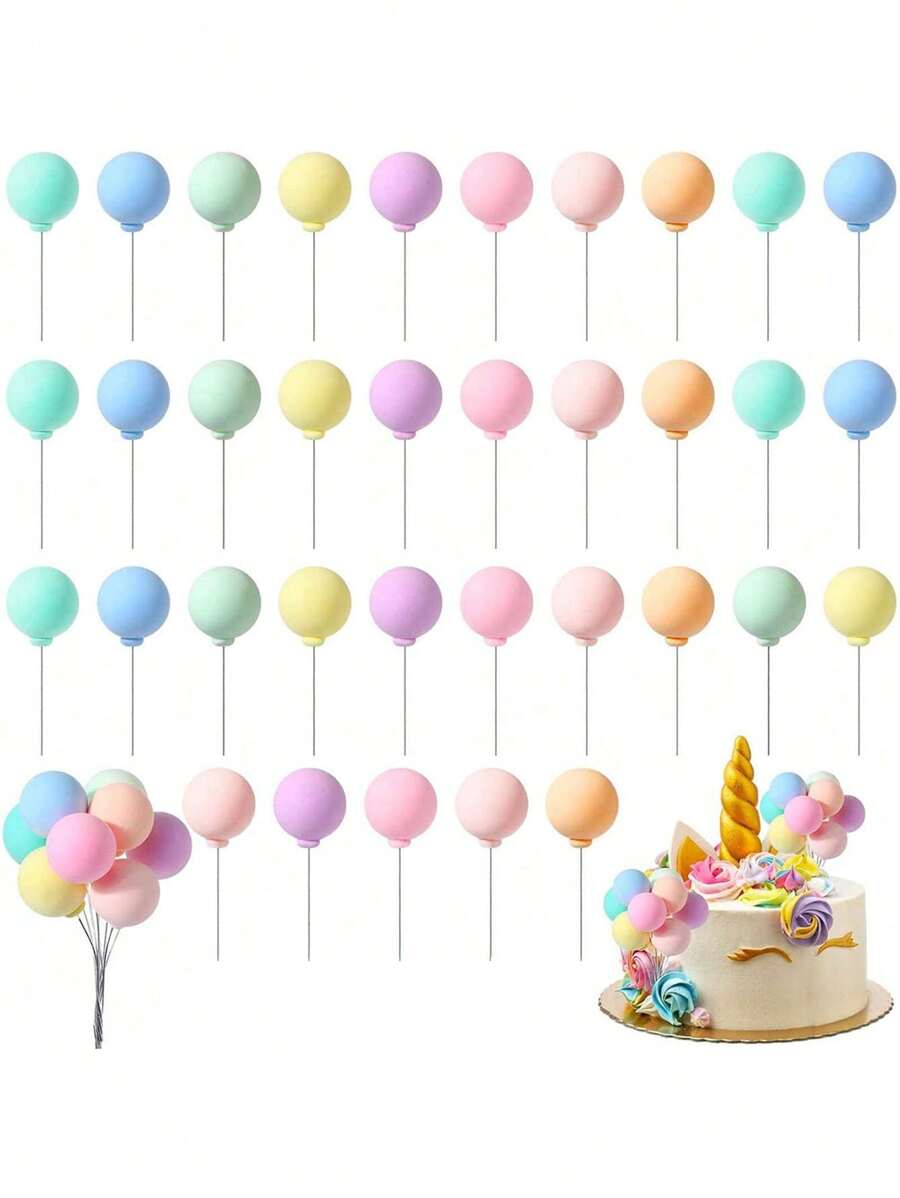16 Pieces Mini Balloon Cake Toppers Colorful Rainbow Cake Topper Round ...