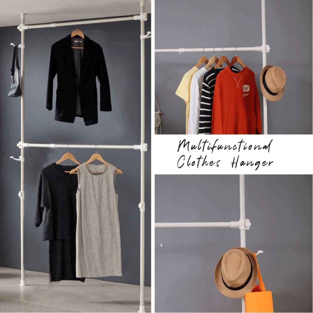 Telescopic Garment Rack, Heavy Duty Design Movable DIY By Hand No ...