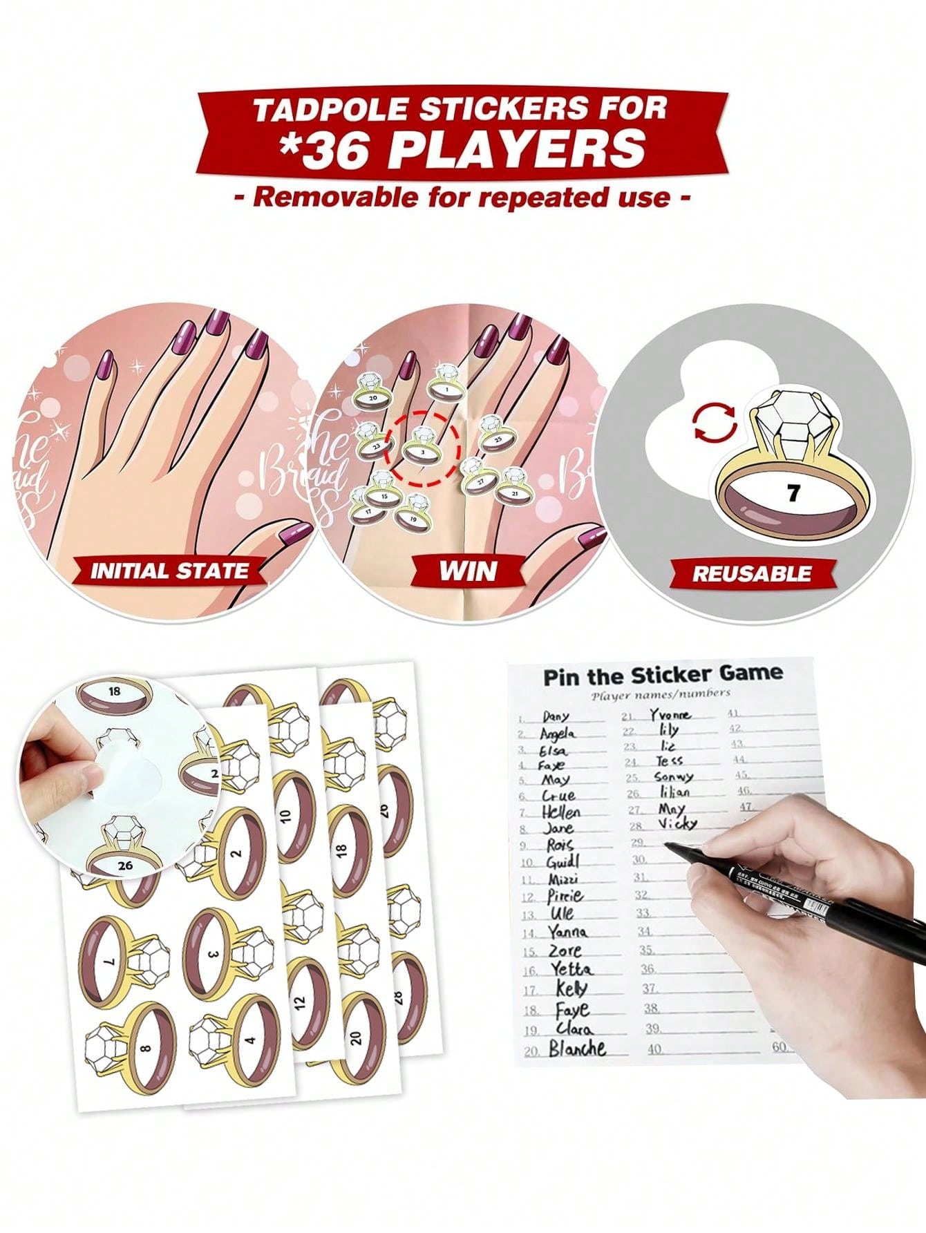 Bridal Shower Bachelorette Party Games, Pin The Ring On The Bride Game ...