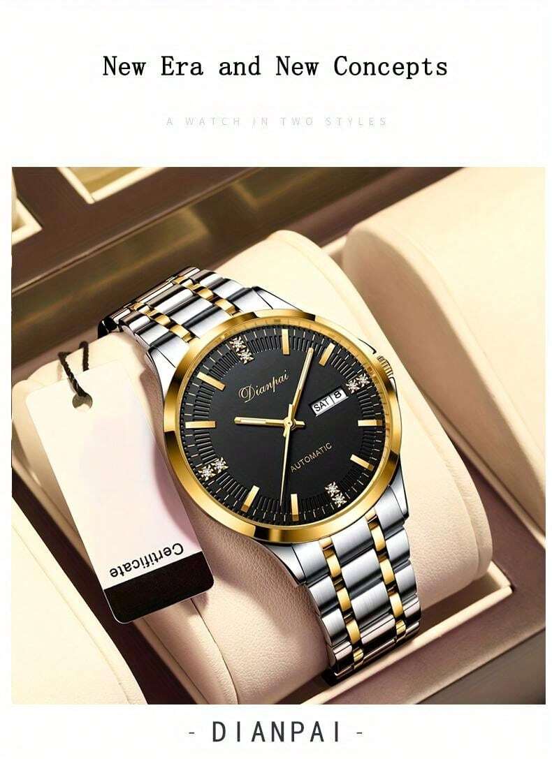 1pc Dianpai Men Automatic Mechanical Watch, Fashion Waterproof Luminous Ultra-Thin Wrist Watch ...