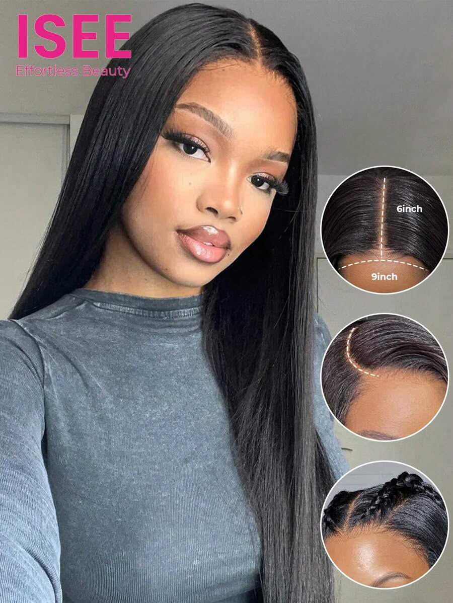 ISEE 24 Inch Hair MCap Wear Go Glueless Wig 9*6 Lace Front Wig Silky Straight | SHEIN EUR