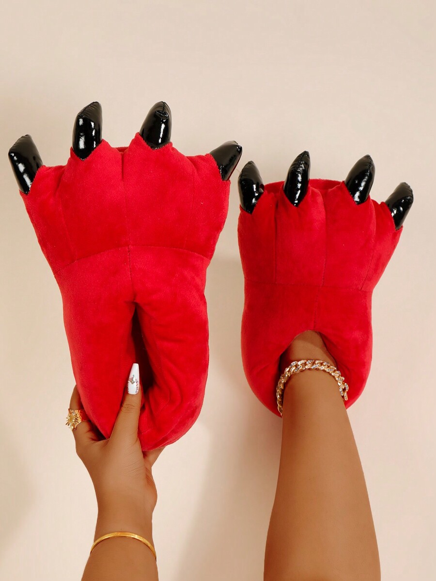 Funny Dinosaur Claw Home Slippers, Red Claw Anti-Slip Warm Slippers For ...