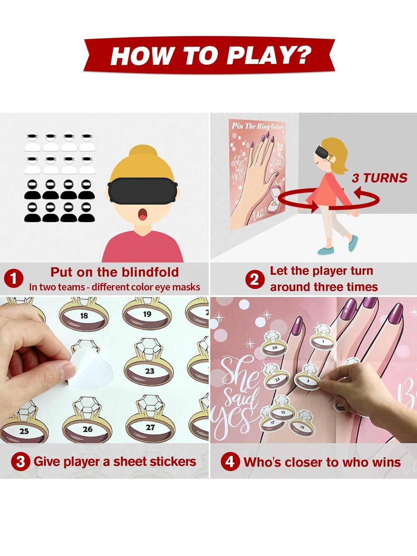 Bridal Shower Bachelorette Party Games, Pin The Ring On The Bride Game ...