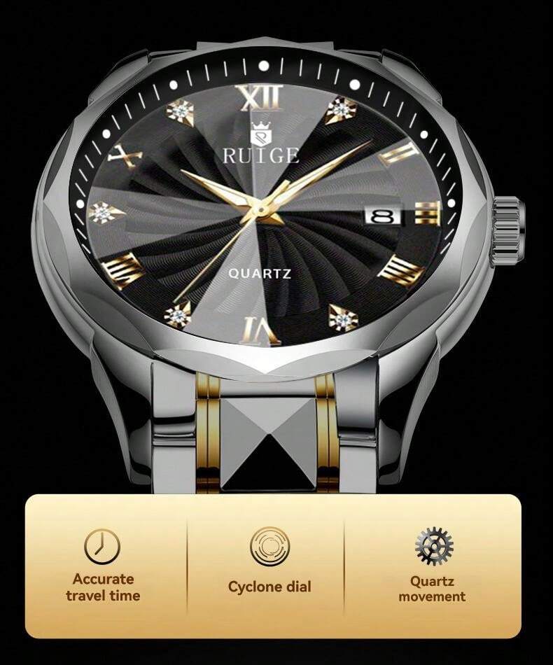 Reloj de cuarzo para hombres RUIGE, reloj de cuarzo de lujo con ...