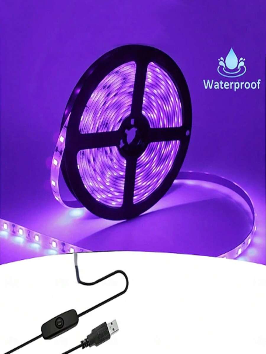 LED UV Black Light Strip Purple LED Light Strip USB Interface With Switch UV LED Non Waterproof ...