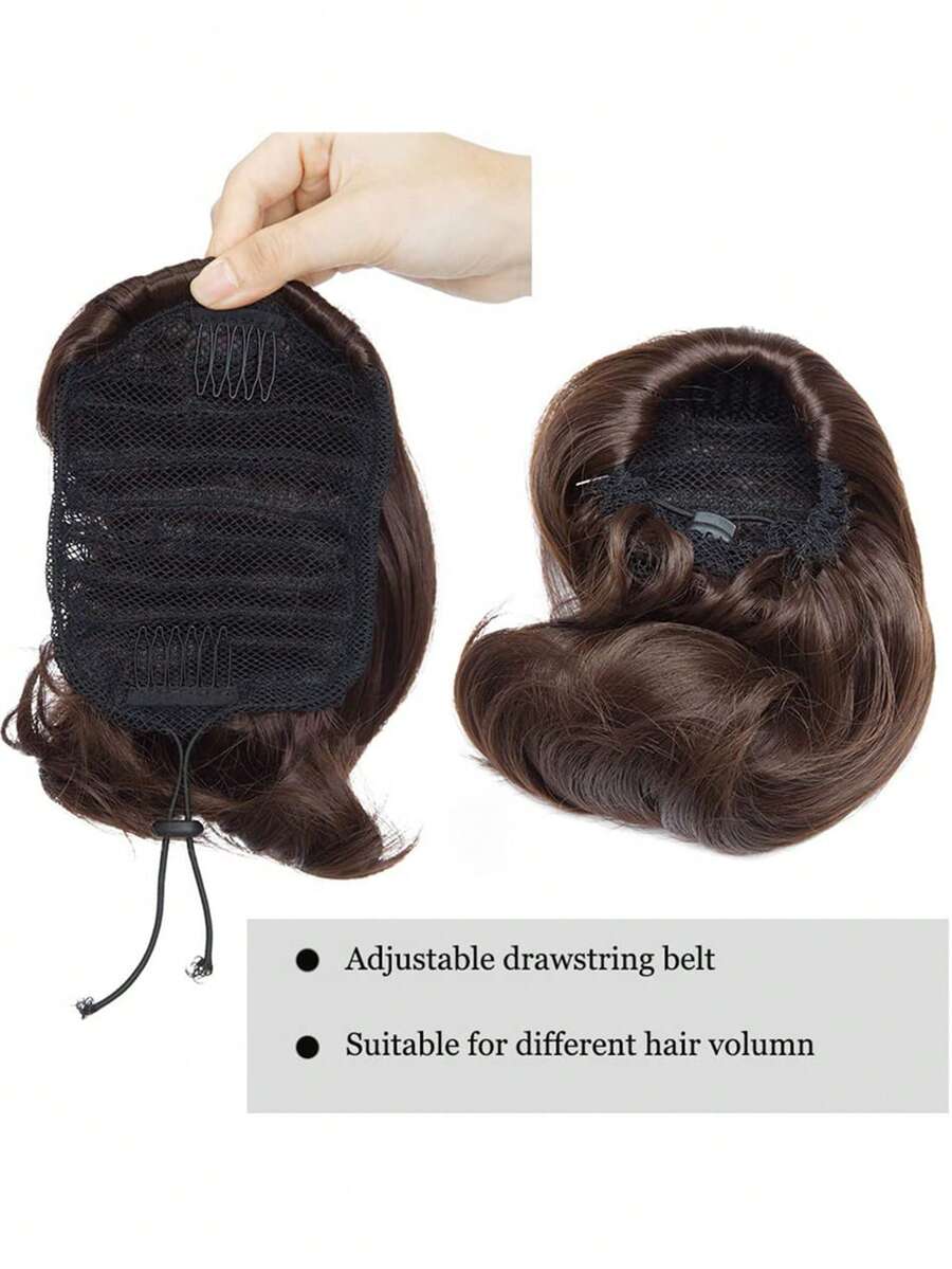 Short Drawstring Ponytail 8inch Egg Roll Synthetic Instant Clips Hair ...