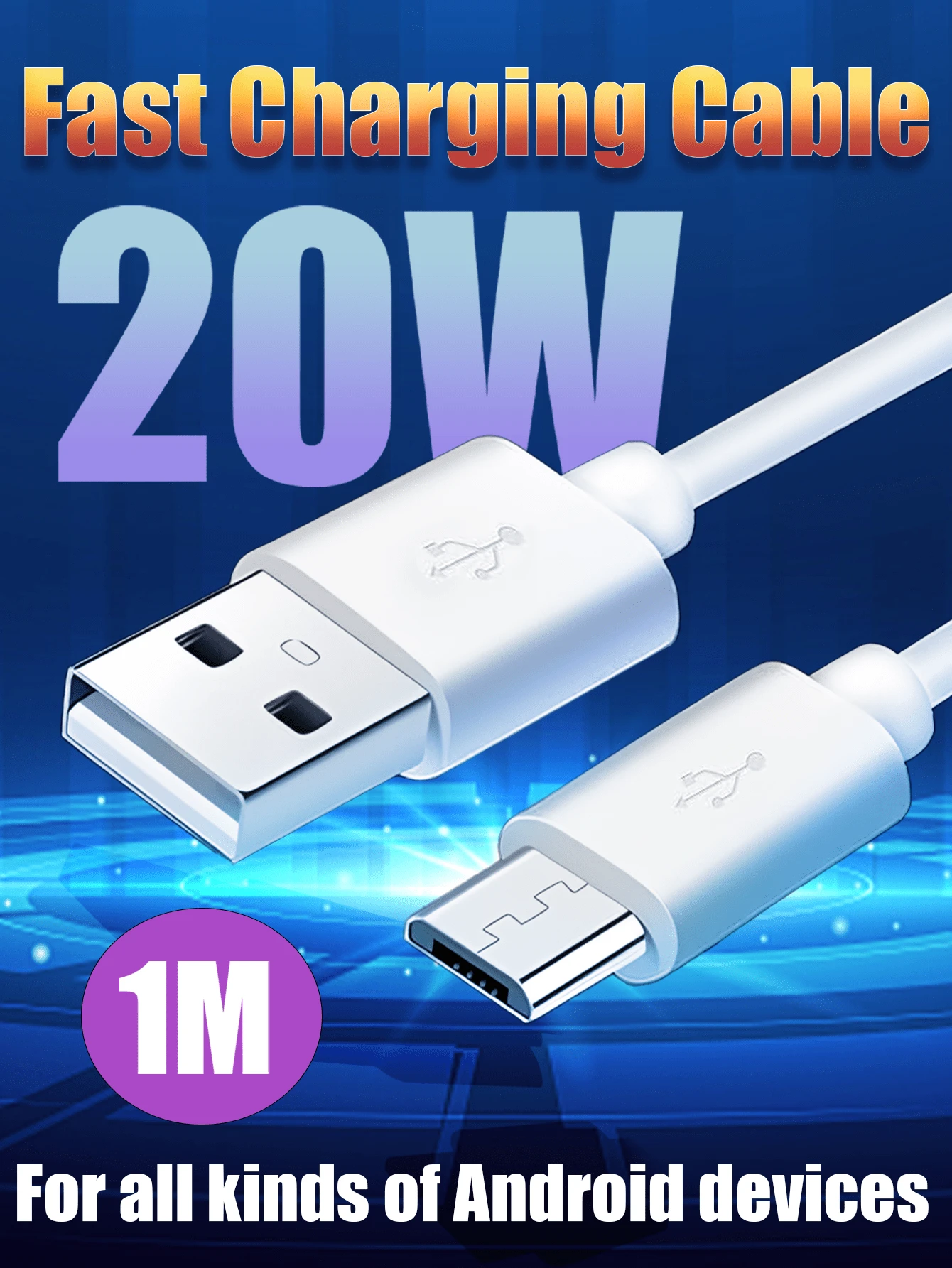Cable de datos Android de 20 W USB a Android, de material PVC, blanco ...