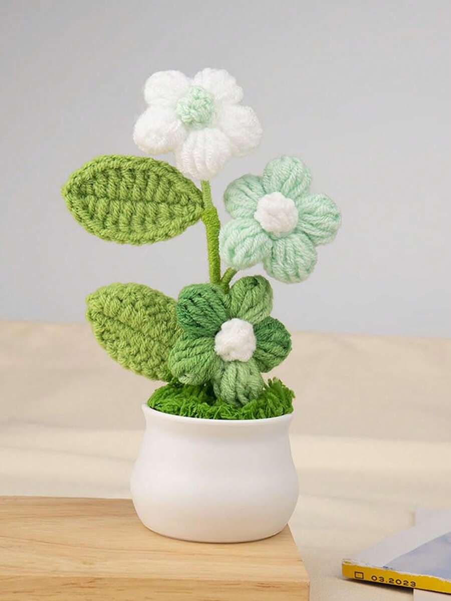 1pc Diy Handmade Crochet Mini Plant Pots, Hook Flower, Mother's Day ...