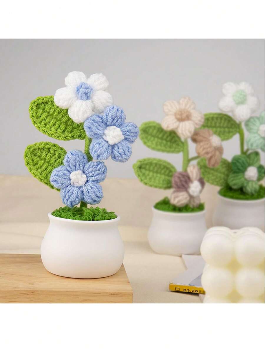 1pc Diy Handmade Crochet Mini Plant Pots, Hook Flower, Mother's Day ...