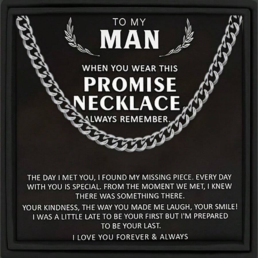 1PC To My Man Promise Necklace Link Chain Necklace,Card&Box Birthday ...