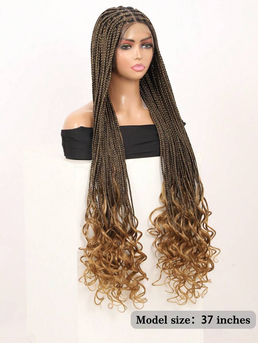 37 Inches Full Double Lace Front Knotless Box Braided Wigs With Baby ...