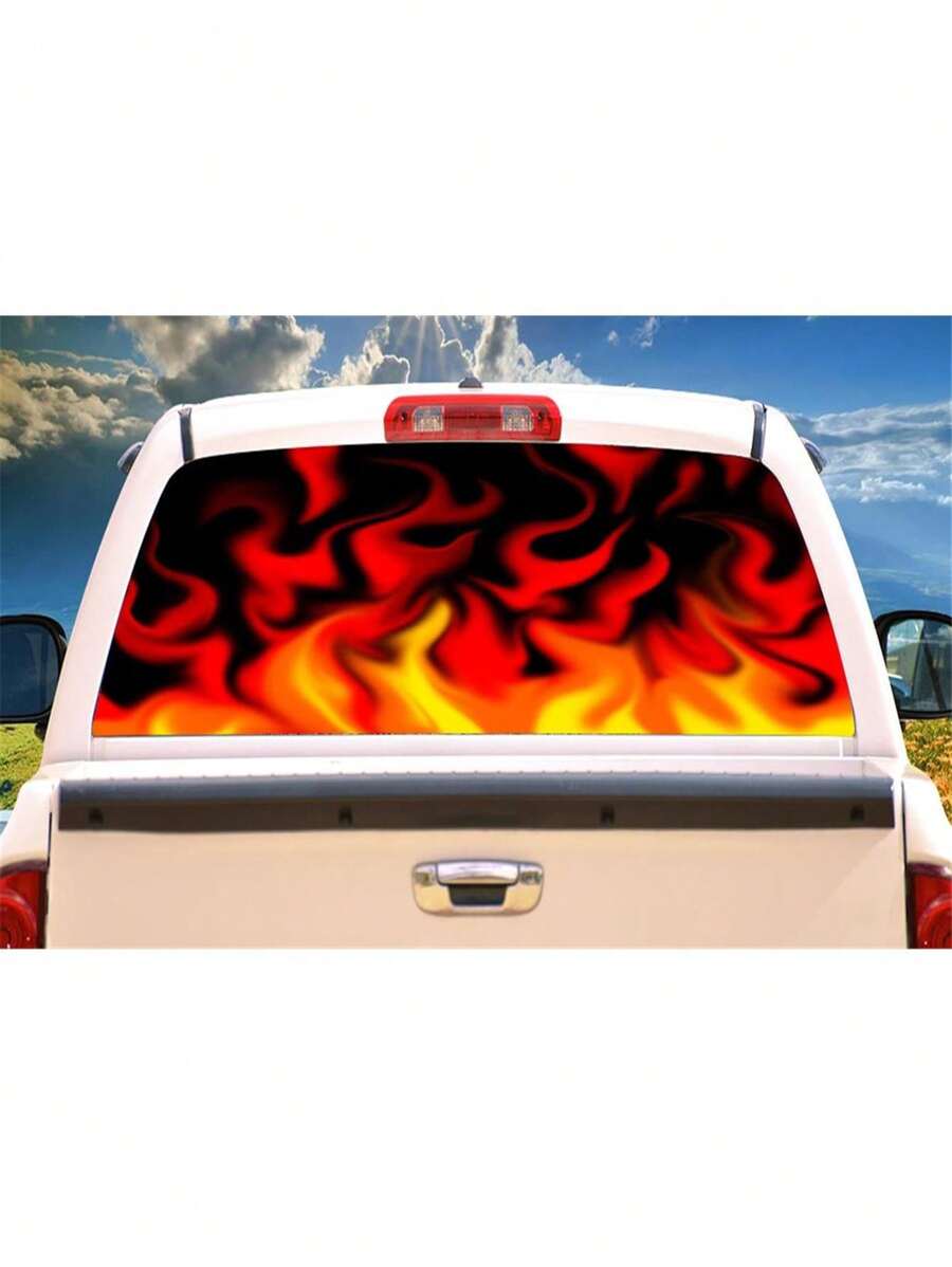 SignMission Red Flames Rear Window Graphic Suv View Thru Vinyl Back ...
