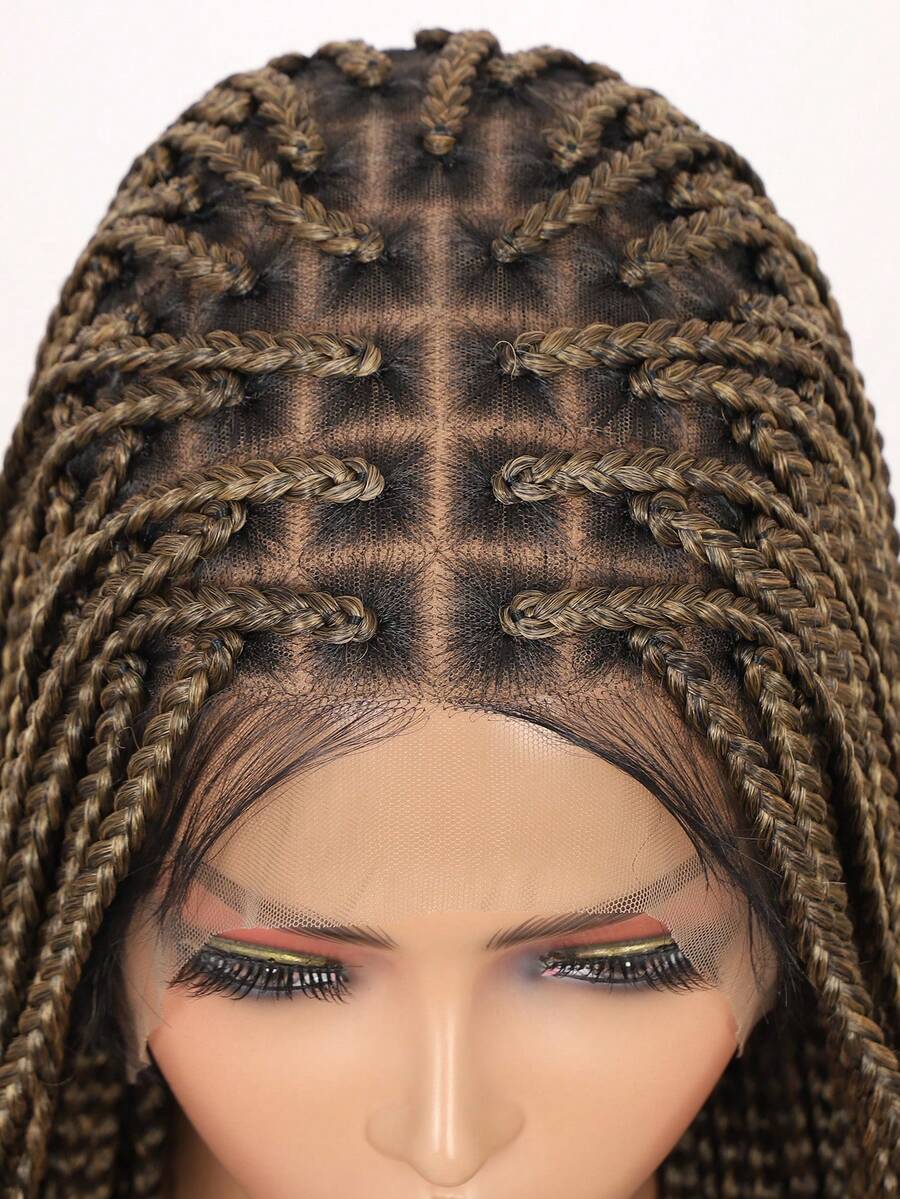 37 Inches Full Double Lace Front Knotless Box Braided Wigs With Baby ...