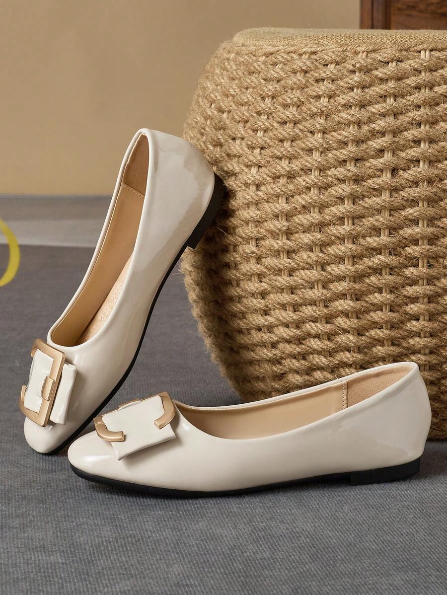 Women's Fashion Square Toe Flats, Comfortable Versatile Ballerina Flats ...