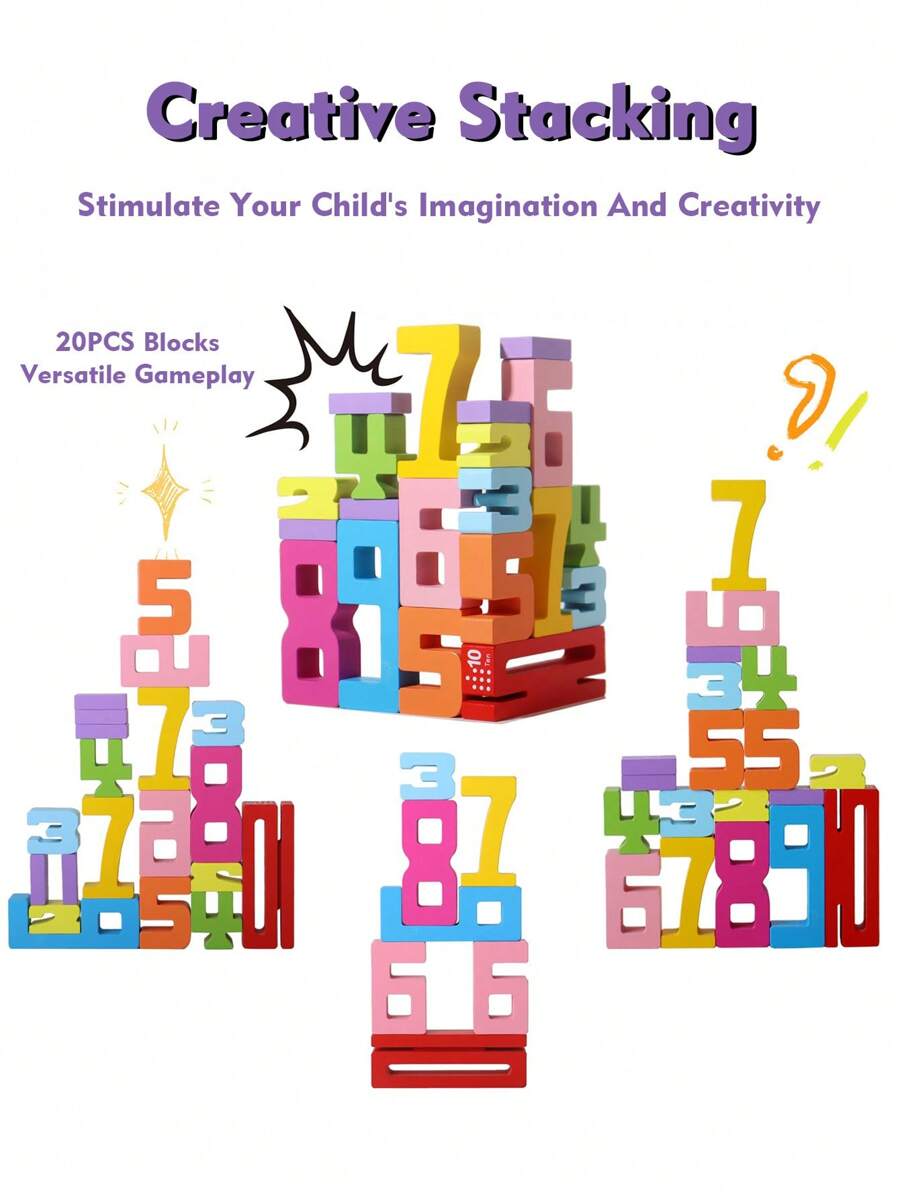 Number Blocks - Montessori Large Wooden Blocks, Numbers 1-10, Toddler ...