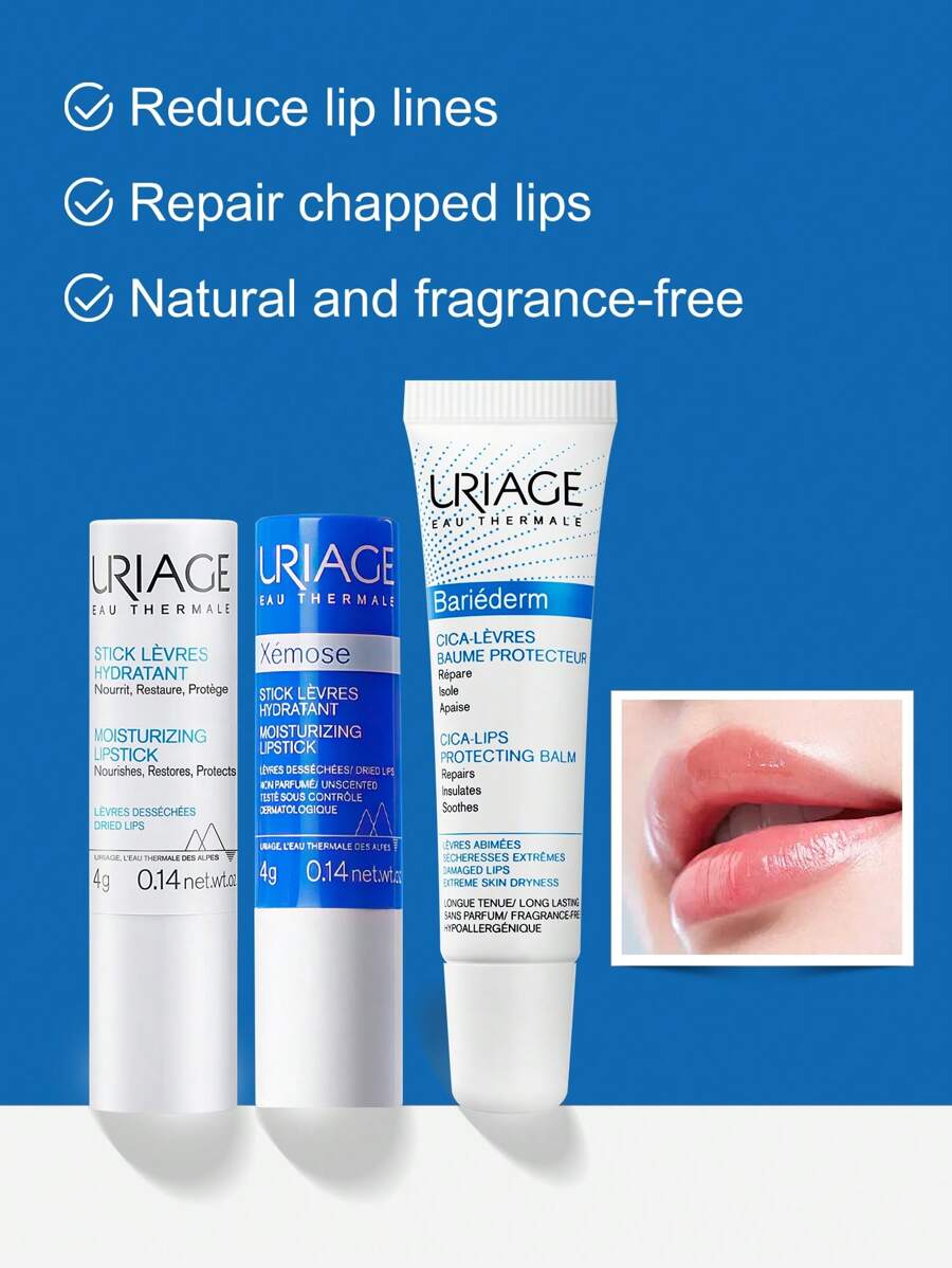 Uriage Hydrating & Repairing Lip Balm Set For Men & Women - Soothes ...