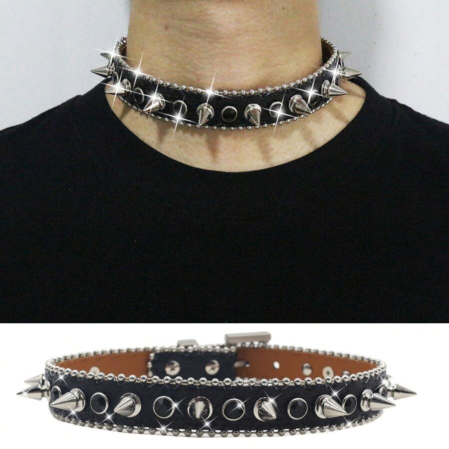 Fashion Rhinestone Collars Y2K Crystal Rivet Collars Egirl Love Collar ...