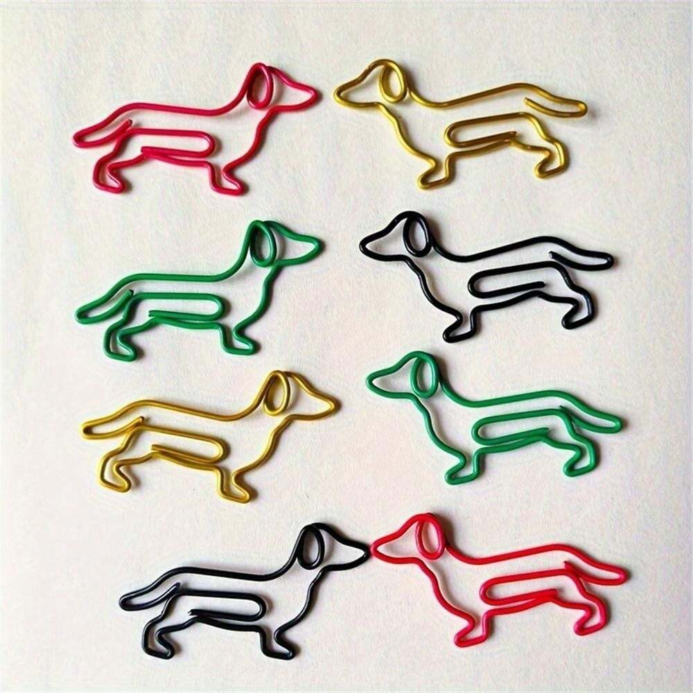 30 Pieces Of Colorful Dachshund Shaped Paper Clips, Creative Stationery ...