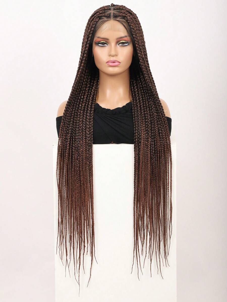 Full Double Lace 36'' Triangle Knotless Box Braided Wigs For Women Box ...
