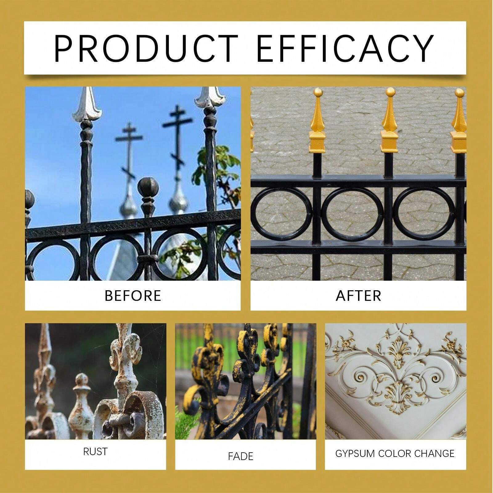 Weather-Resistant Water-Based Gold 1pce Metallic Paint Weather ...