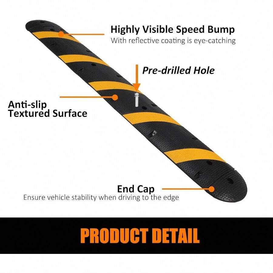Heavy Duty Speed Bumps For Driveway, 84" Rubber Speed Bumps, 2 Channel ...