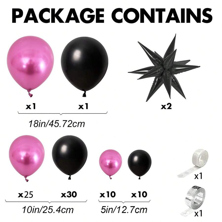 Glitter Metallic And Black Balloon Arch Kit, 5 10 18 Inch Birthday ...