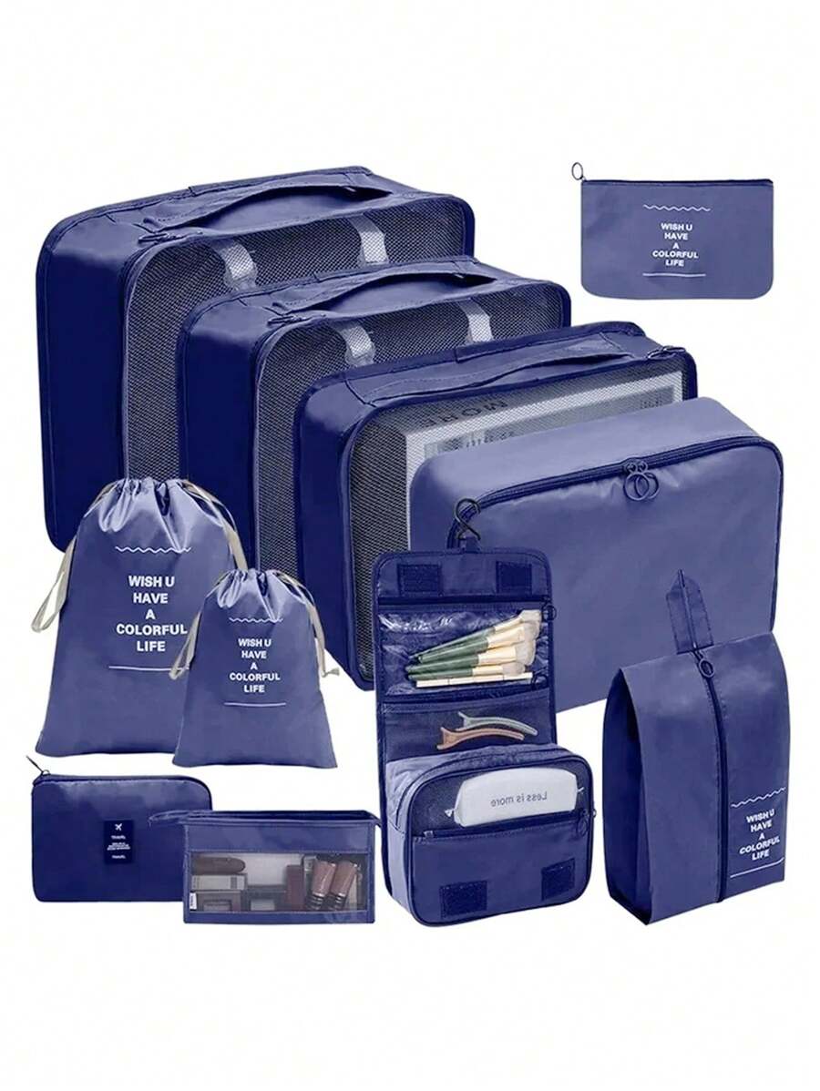 Travel Bag Set 11-Piece Luggage Set Packing Bags Clothes Shoes Separate ...