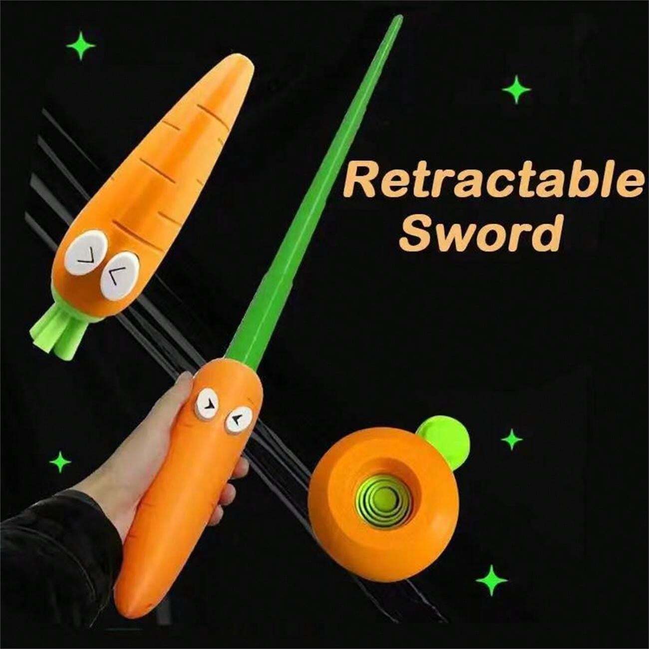 3D Carrot Plastic Retractable Knife Gravity Retractable Katana Toy ...