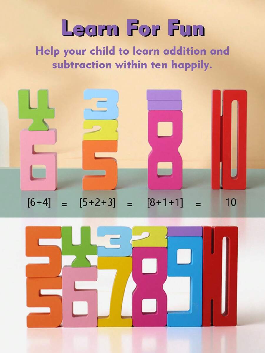 Number Blocks - Montessori Large Wooden Blocks, Numbers 1-10, Toddler ...
