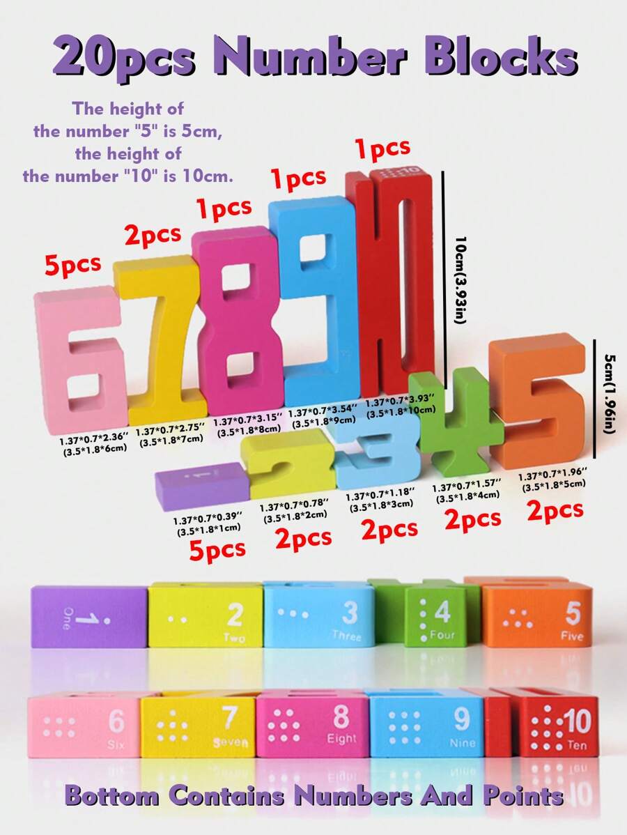 Number Blocks - Montessori Large Wooden Blocks, Numbers 1-10, Toddler ...