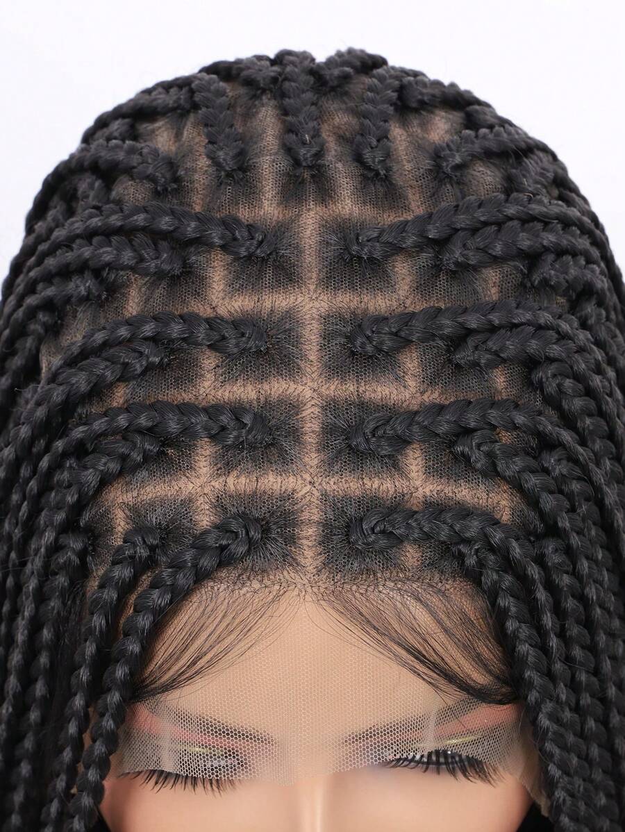 37 Inches Full Double Lace Front Knotless Box Braided Wigs With Baby ...
