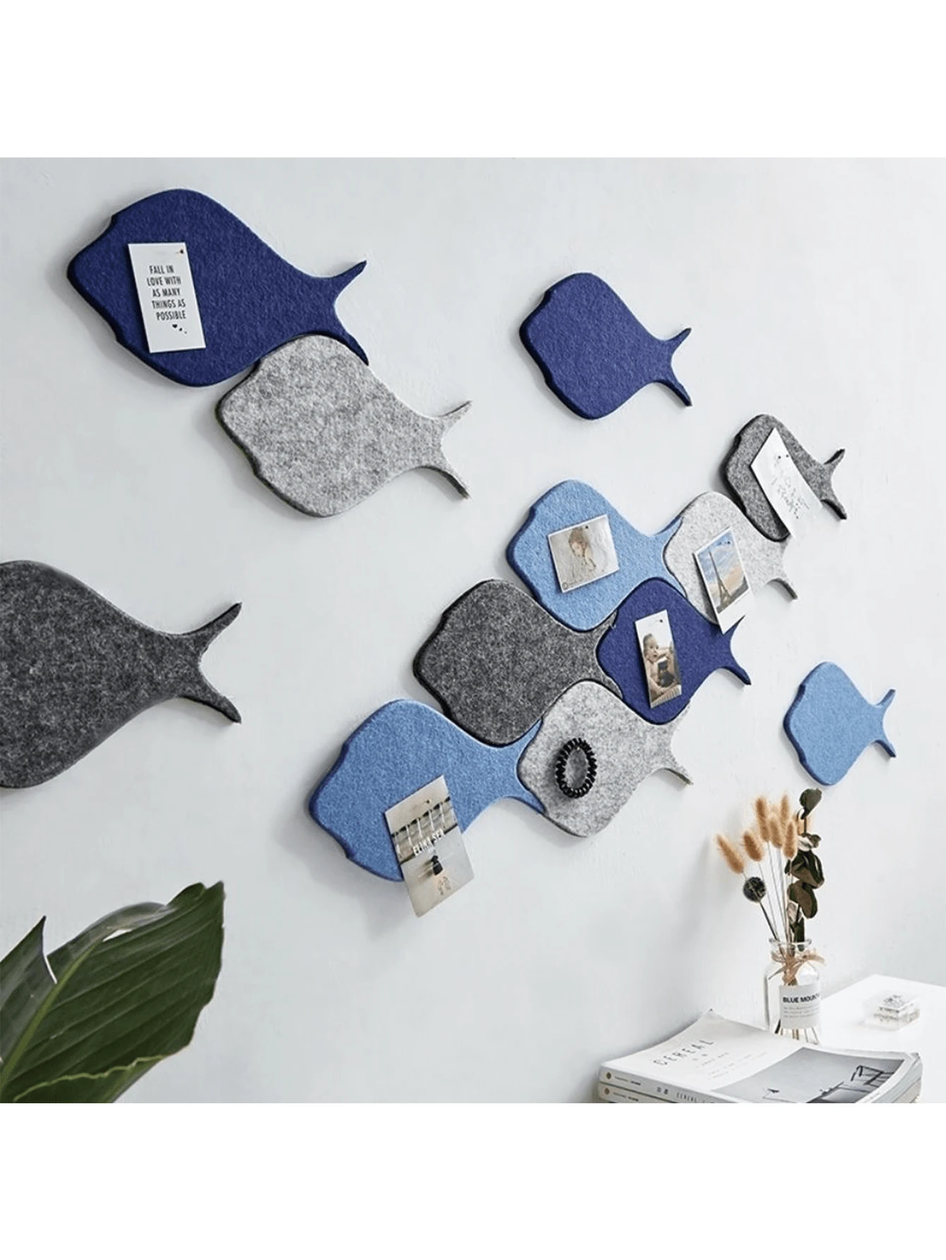 Fish Silhouette Felt Bulletin Board, Pinboard For Photos, Notes Or Wall ...