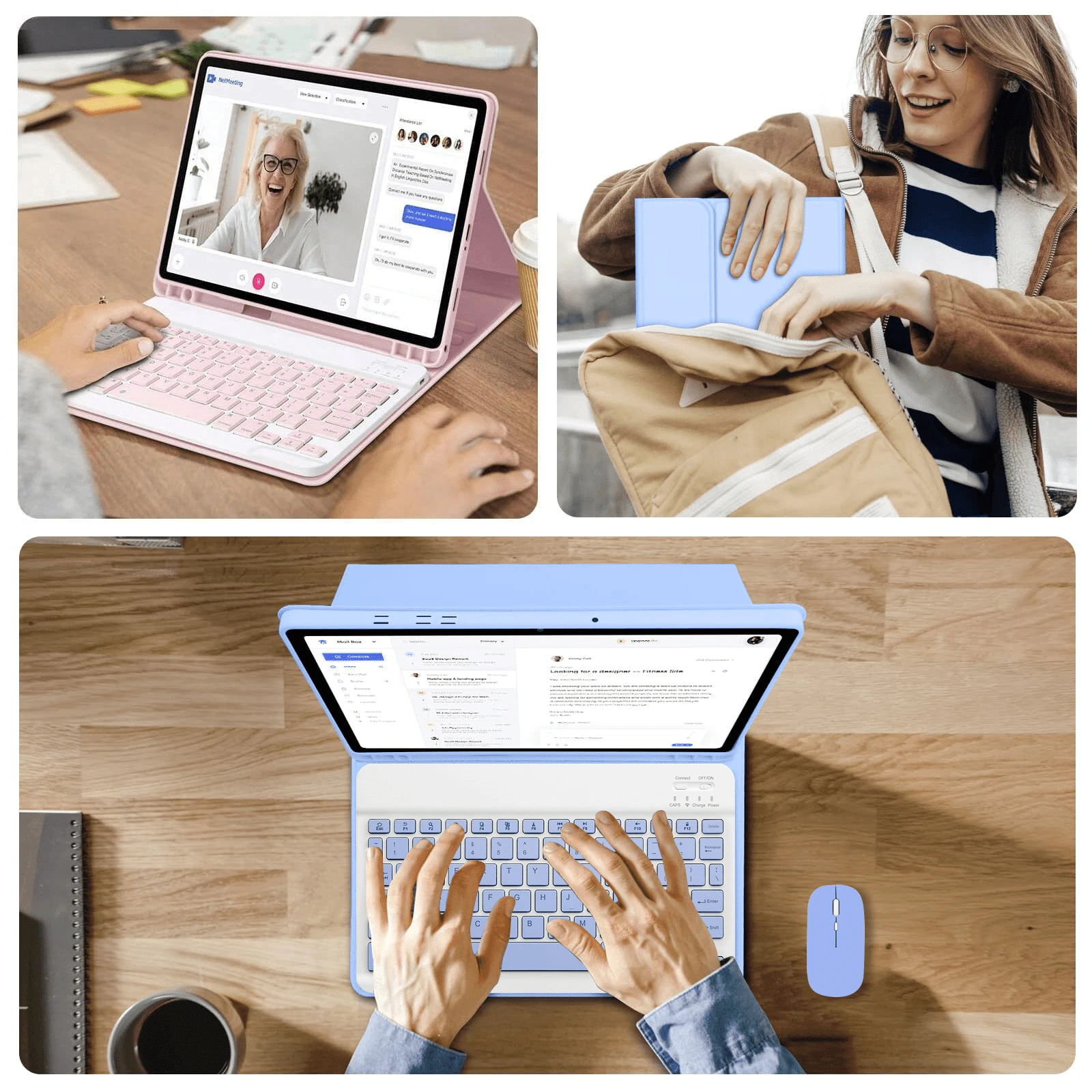 Custodia per tastiera compatibile con Samsung Galaxy Tab, iPad e Redmi ...