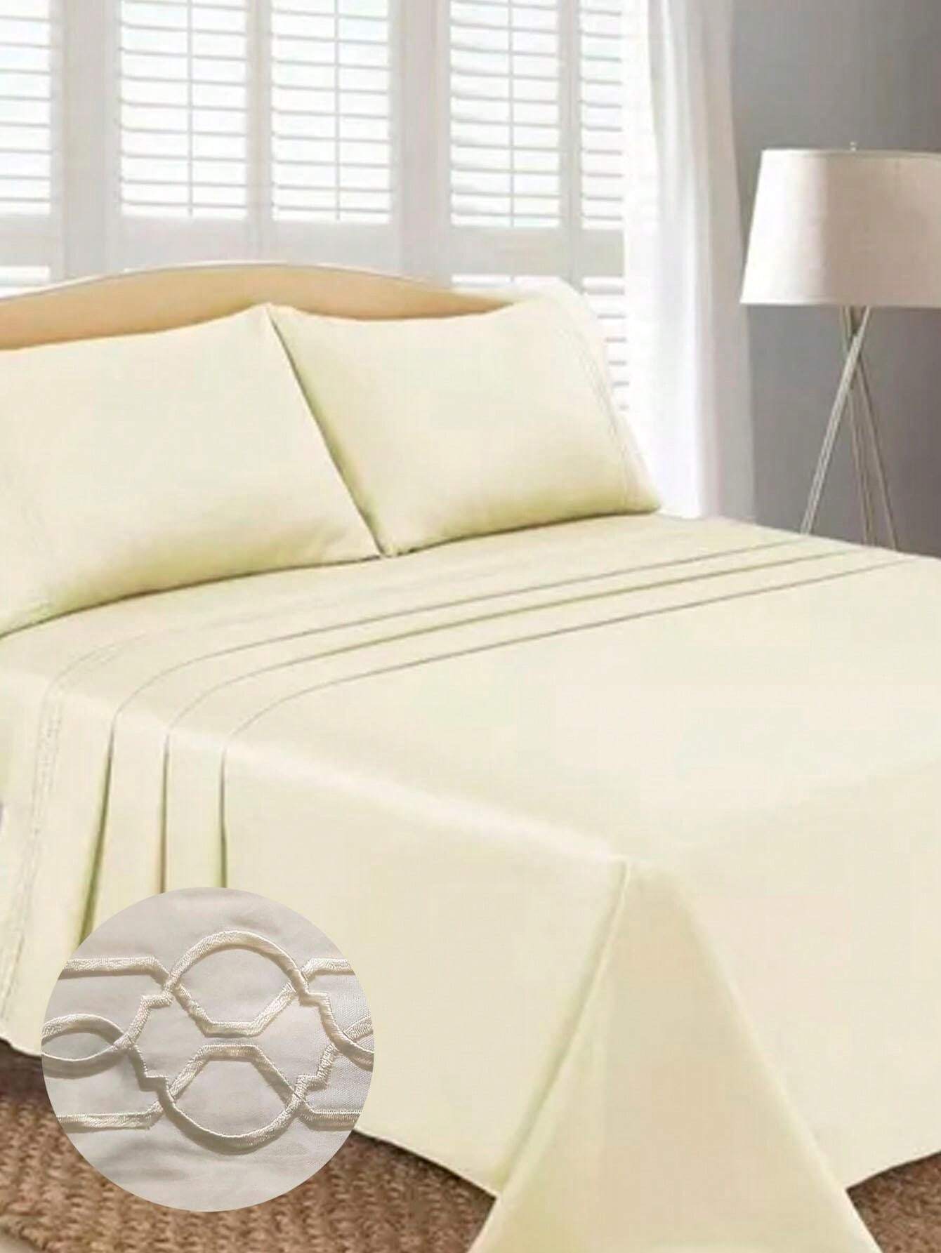 Juego de Sabanas Bordada 1200 Hilos Suave al Tacto Queen Size e ...