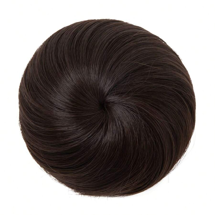 Dark Brown Hair Buns Extension Drawstring Updo Donut Chignon Straight ...