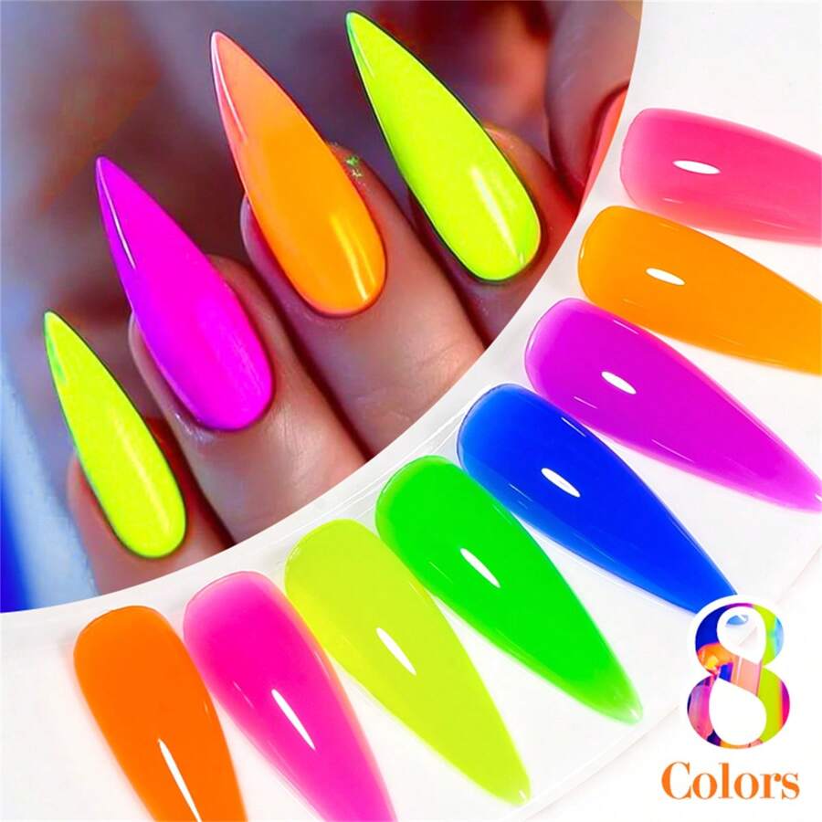 6PCS/Set 20ml Fluorescent Acrylic Poly Extension Nail Gel For Fingers ...